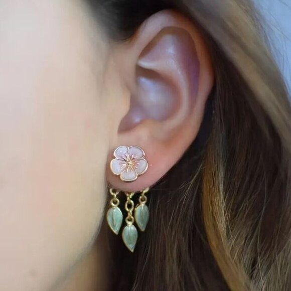 Anthropologie | Jewelry | New Kenzey Delicate Pink And Green Enamel ...
